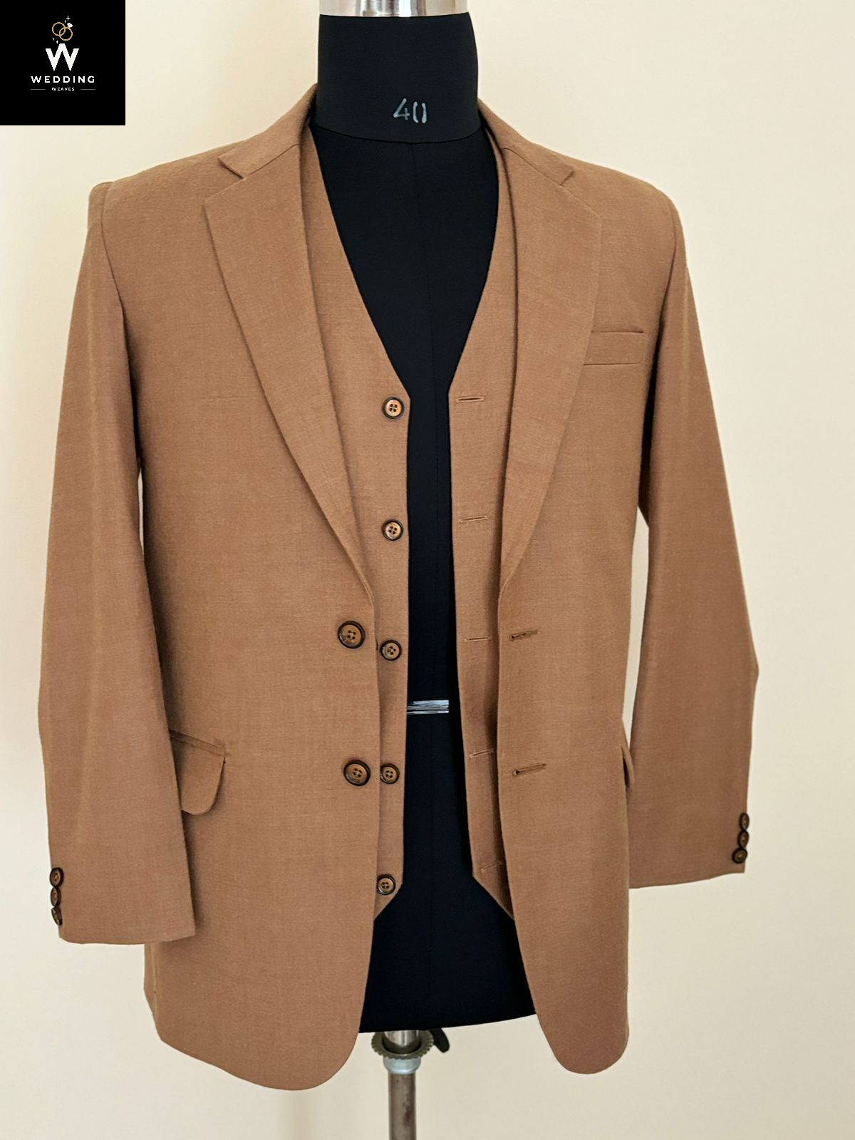 Men's 100% Merino Wool Brown Handmade Suit - Premium 90S Pure Wool ...