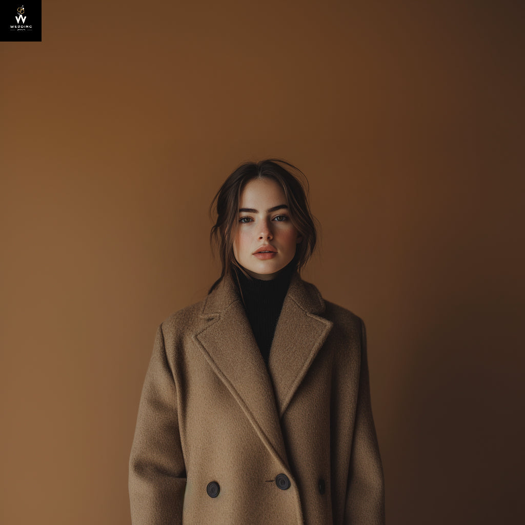 Women's Light Brown Wool Coat – Long Double-Breasted Winter Overcoat ...