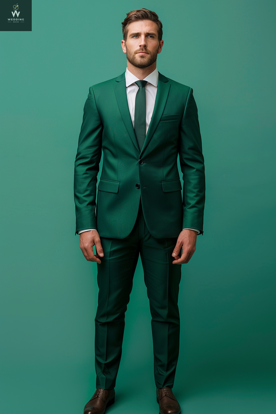 Custom Green Two-Piece Suit for Men - Bespoke Wedding Attire for Men ...