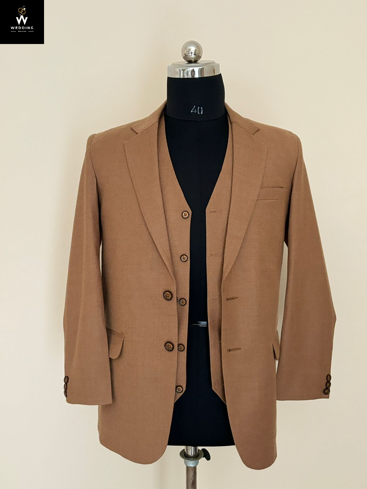 Men's 100% Merino Wool Brown Handmade Suit - Premium 90S Pure Wool ...